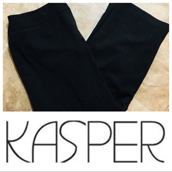 Kasper | Pants & Jumpsuits | Black Stripetexture Trouser Slacks | Poshmark